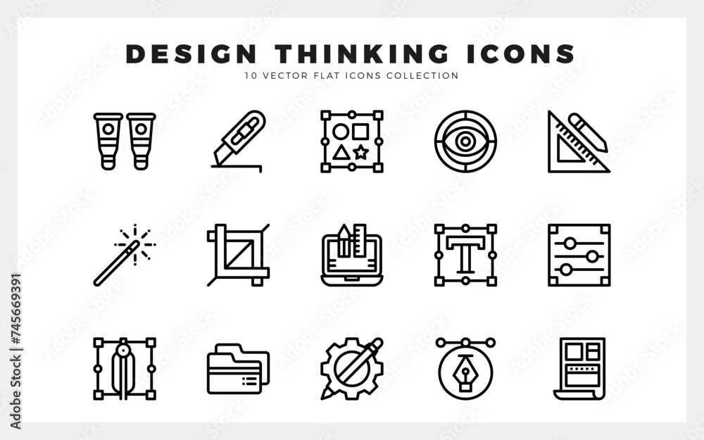 15 Design Thinking Lineal icon pack. vector illustration. Stock Vector ...