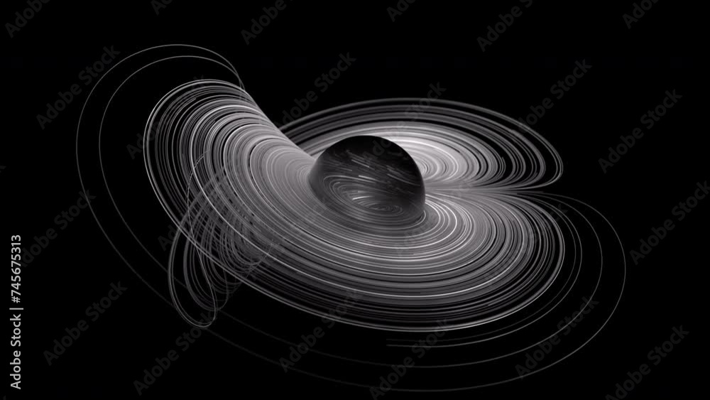 Vidéo Stock Black hole absorbs light trails into darkness. 3D render of ...