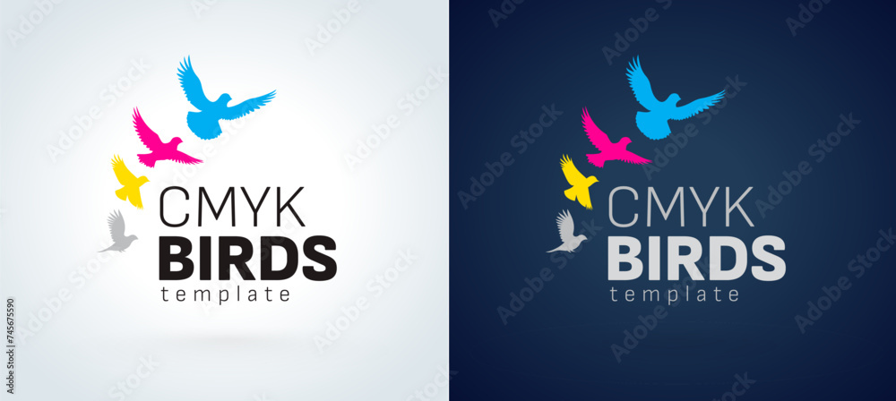 Logo The Birds Flight. CMYK Print theme. Template design vector. Stock ...