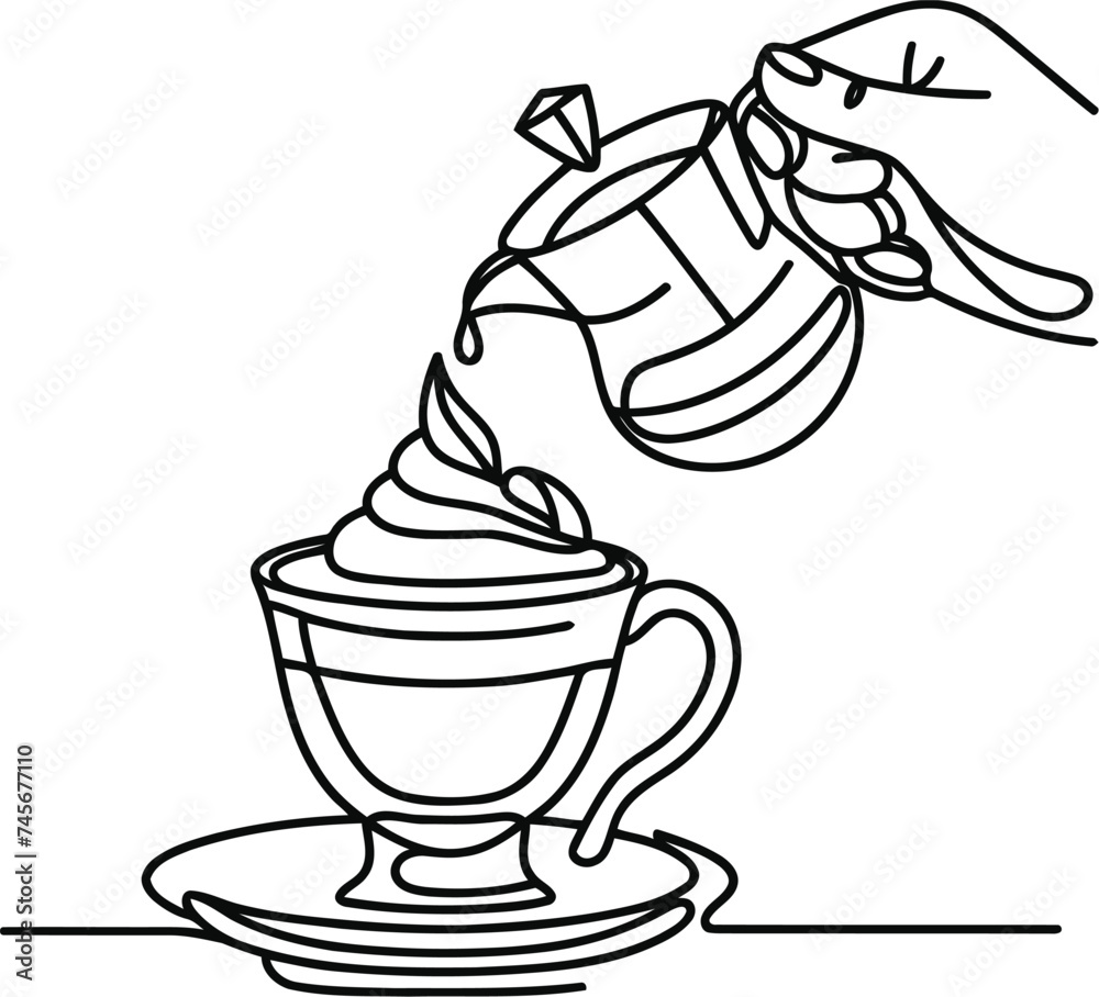 coffee in continuous line drawing minimalist style, food illustration ...