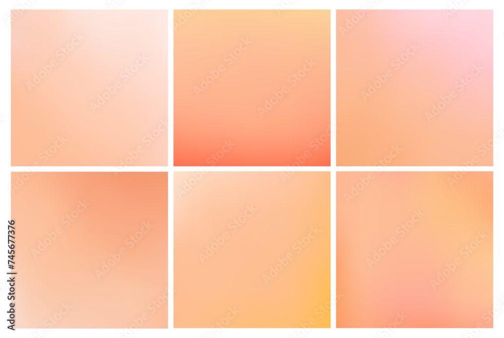 Peach fuzz. Set of vector gradient backgrounds in trendy light warm ...