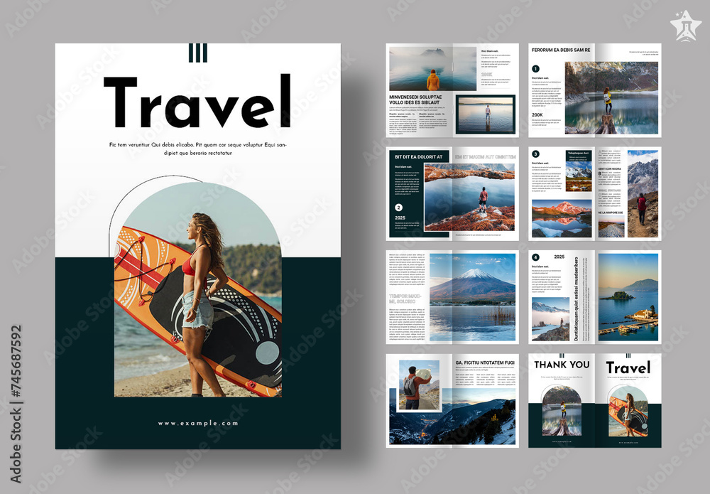 Travel Magazine Layout Stock Template | Adobe Stock