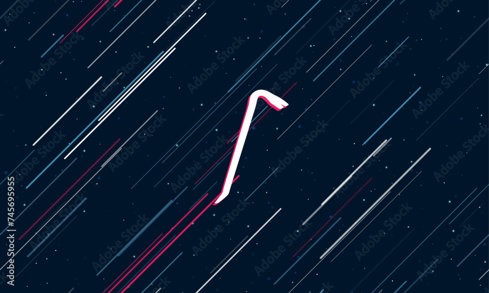 Large white crowbar symbol framed in red in the center. The effect of ...