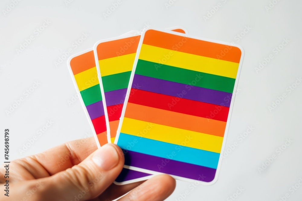LGBTQ Sticker demonstrative sticker design. Rainbow attachment motive ...