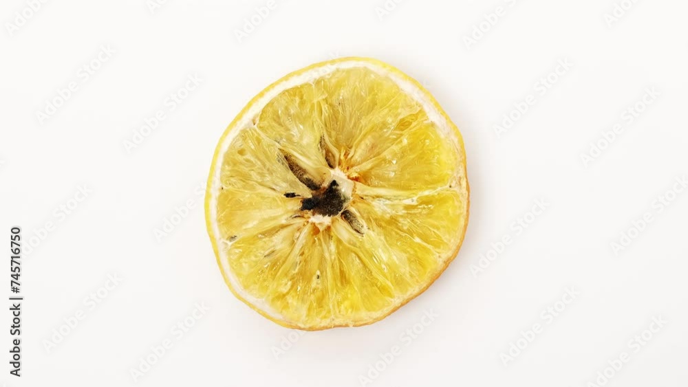 Time lapse of lemon dries up. Lemon spoilage process. Growing mold on ...