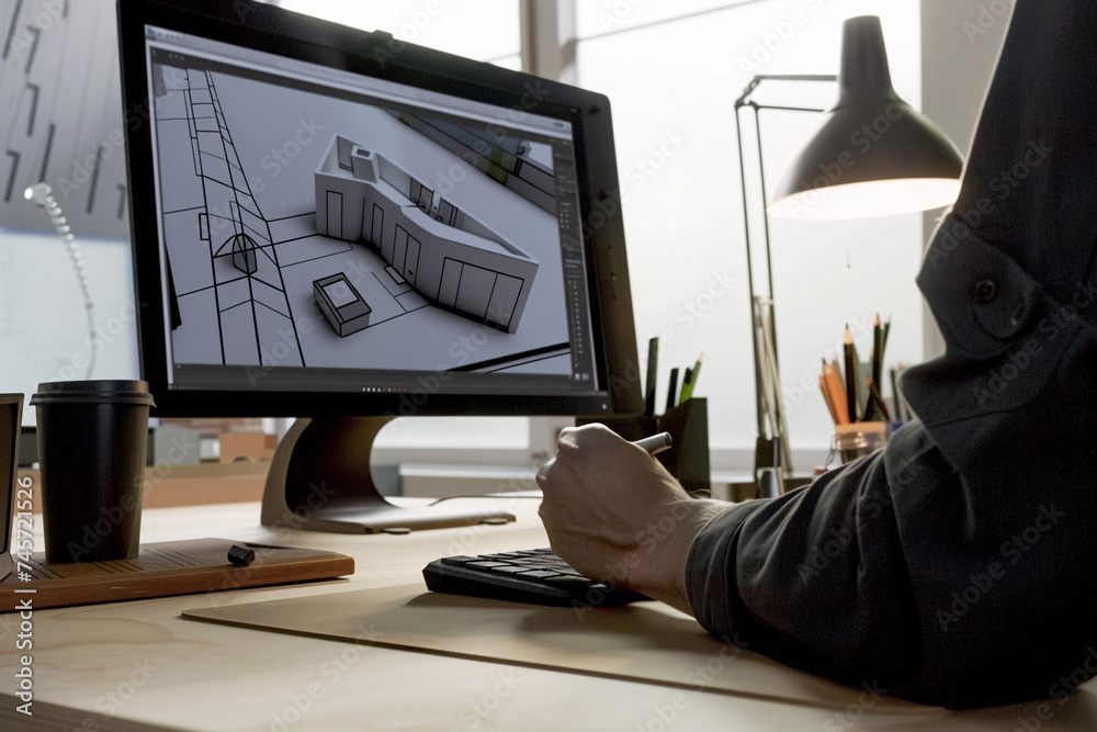 engineer drawing a blueprint, drawing blueprint, close up of a person ...