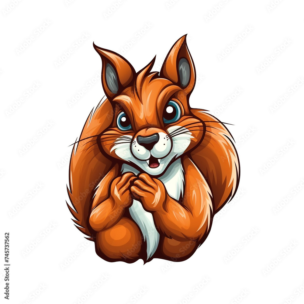simple logo of a mad squirrel, detailed and realistic hands, white ...