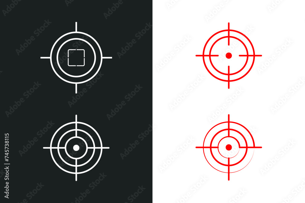 Target destination icon set. Focus cursor bullseye mark collection ...