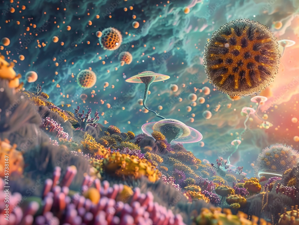 Allergy The Pollen Invasion - A vibrant 3D illustration of an ...