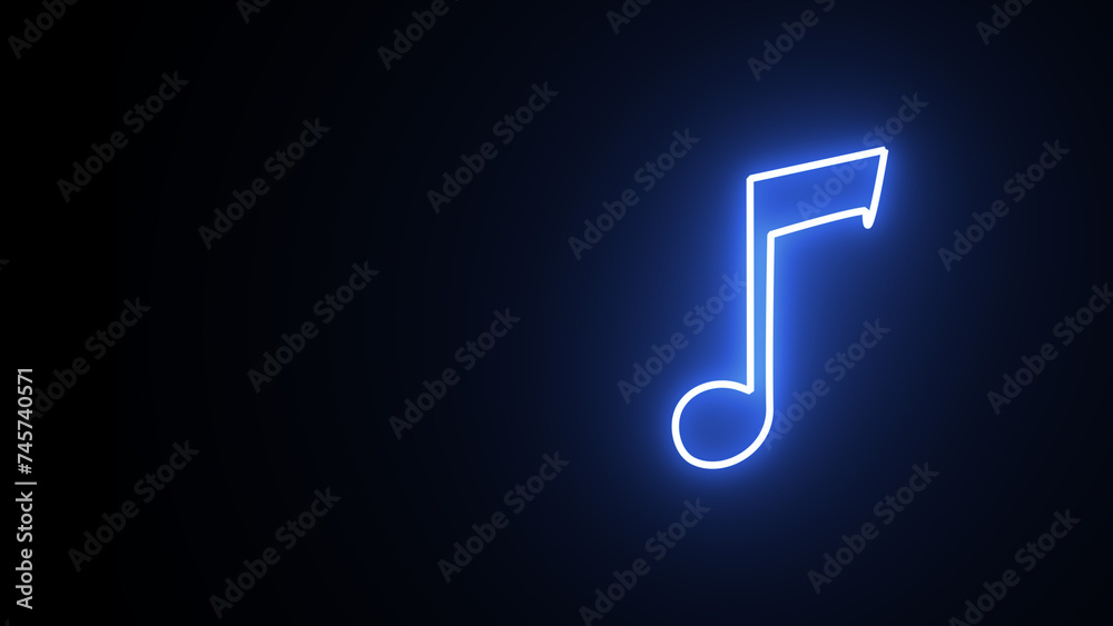 Glowing music notes symbol. neon note music sign and symbol on black ...