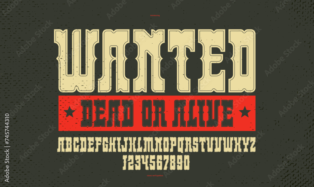 Massive serif font in American style, wild west saloon and western ...