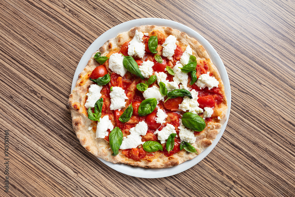 pizza, Bufala, pachino, mozzarella, di, pomodori, freschi, a, pezzi ...