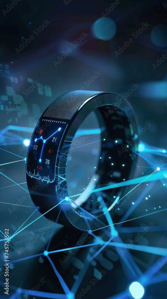 High tech wearable devices tracking vital signs and transmitting data ...
