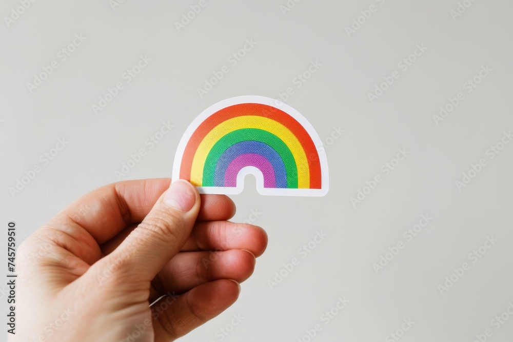 LGBTQ Sticker rainbow love design. Rainbow considerate sticker motive ...