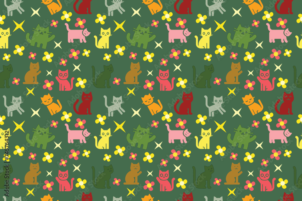 Cute Cat Pattern Background Free Download Stock Vector Adobe Stock