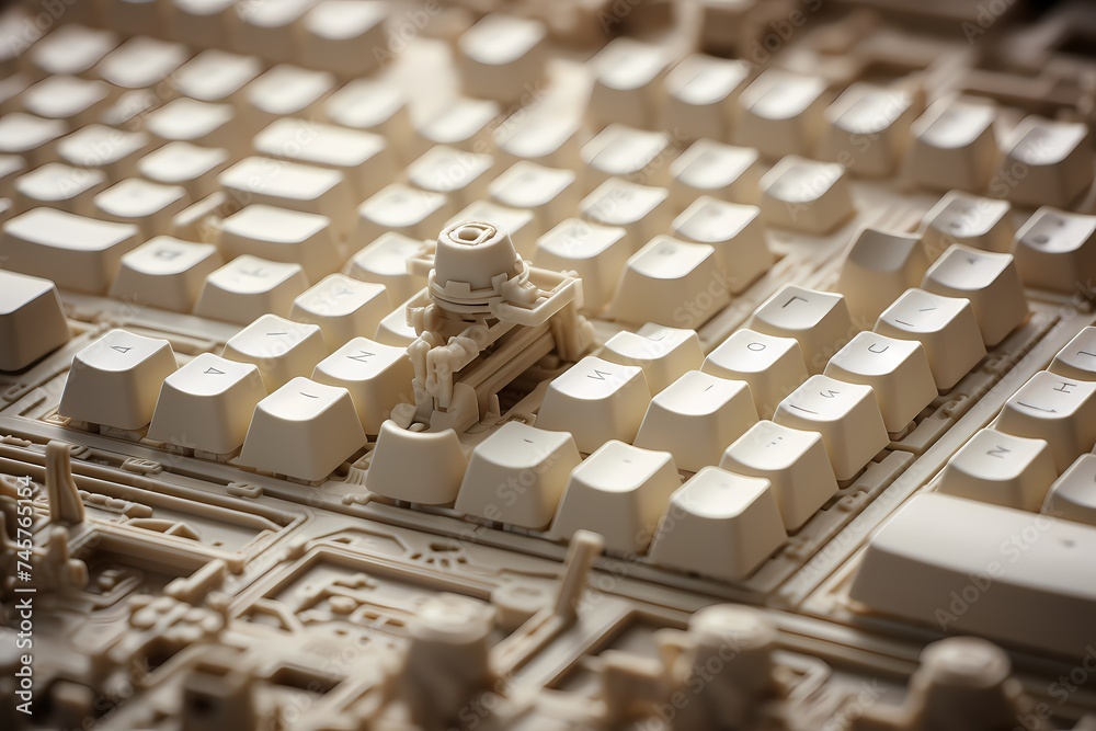 Isolated mechanical keyboard, capturing the tactile feel of the keys ...