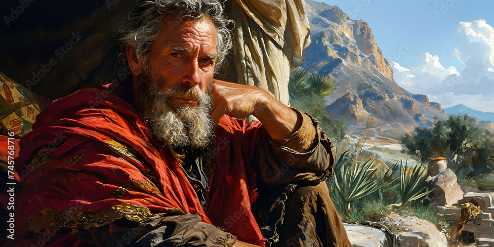 Biblical Illustration of King Saul Sitting in a Tent Stock Illustration ...