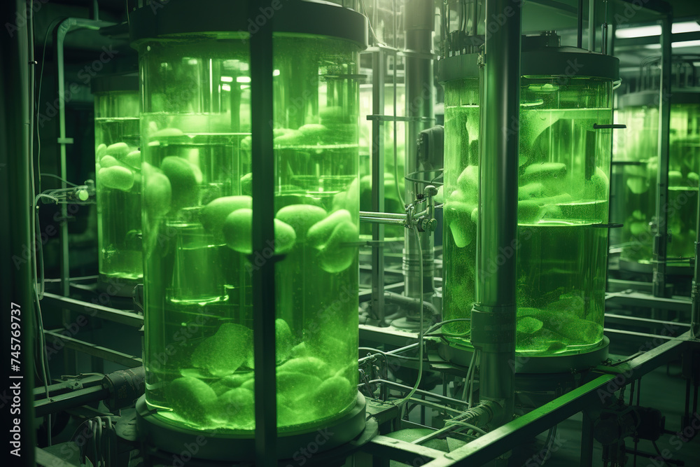 Algae fuel research in a lab for the biofuel industry. Algae-based ...