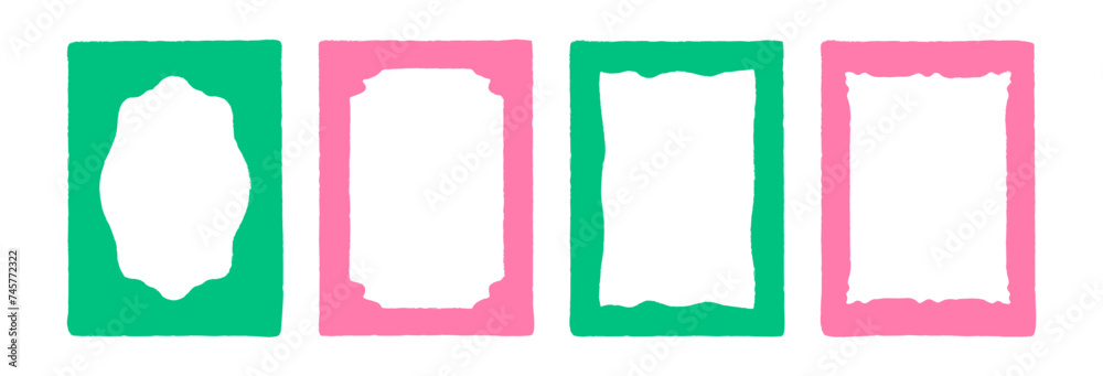 Hand-drawn doodle wave scalloped edge frames. Set of the vector curved ...