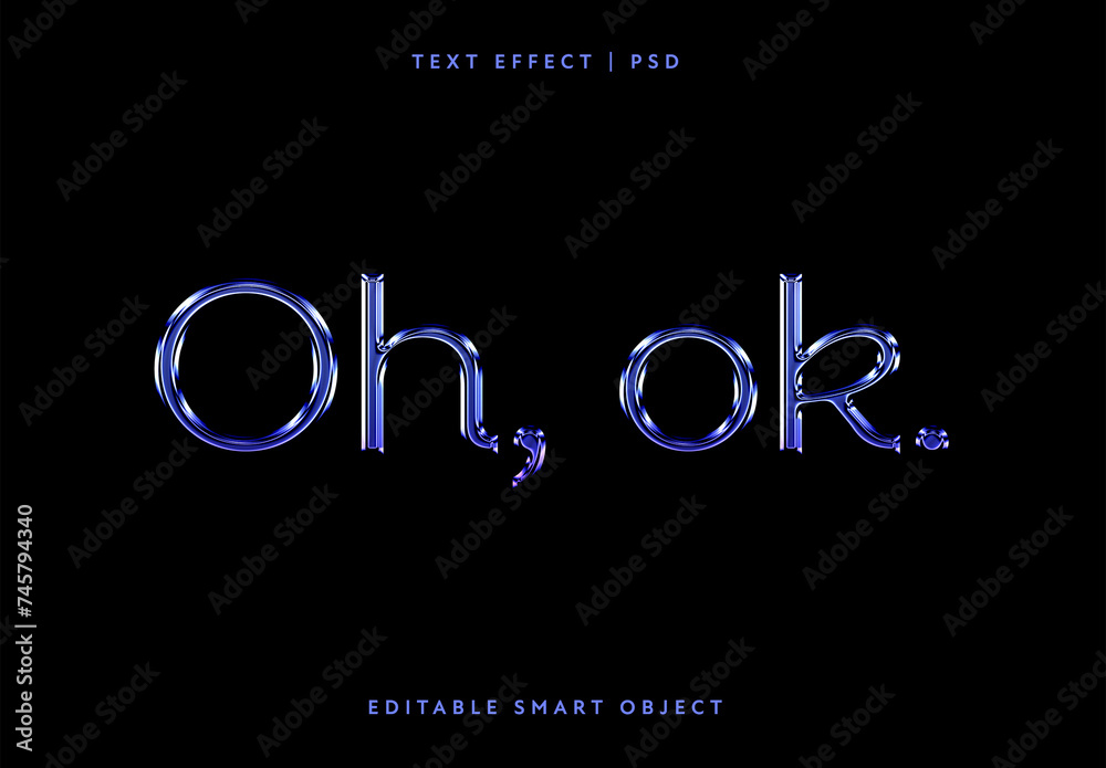 Blue Chrome Text Effect Stock Template | Adobe Stock
