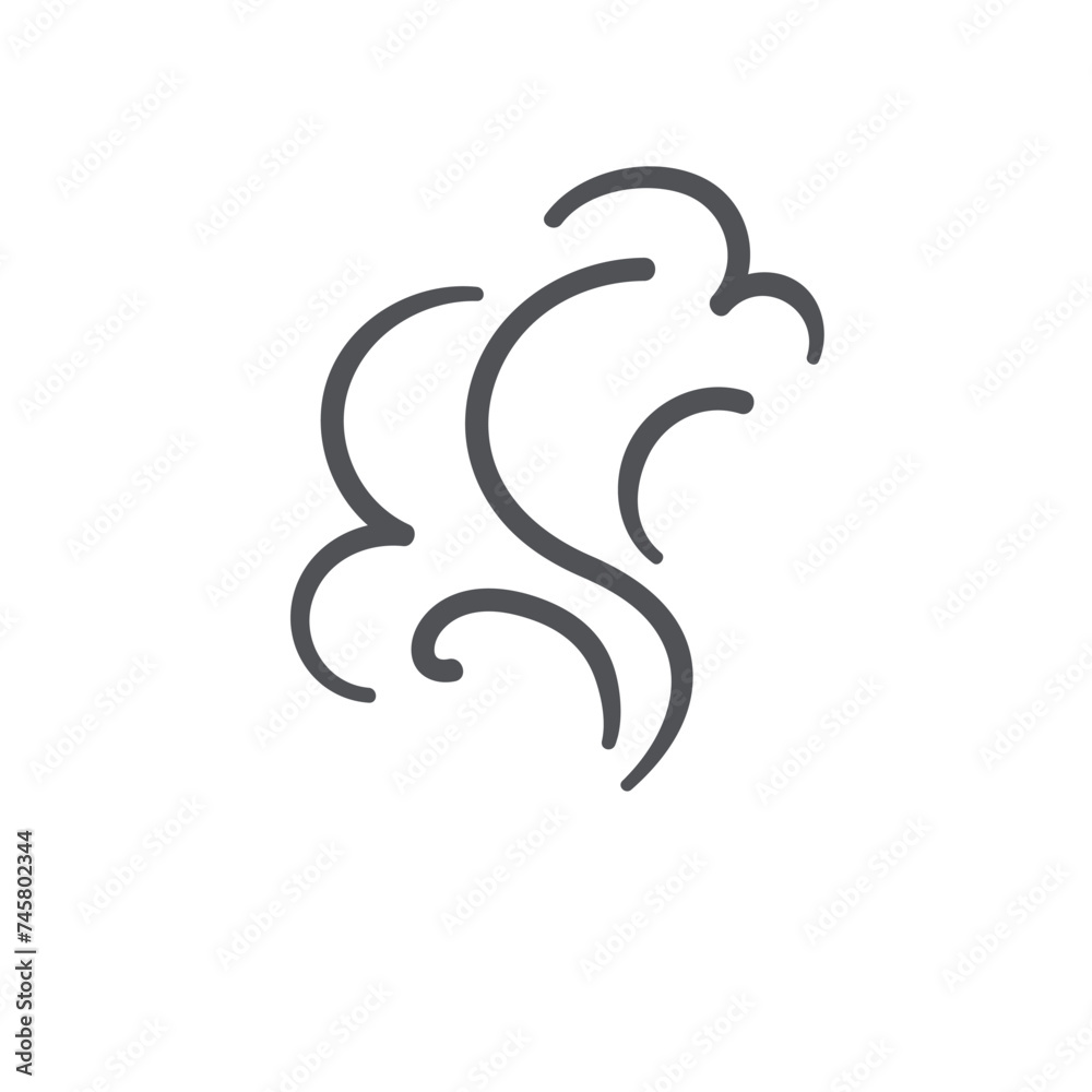 Steam and smoke cloud lines icon. Cooking food and breakfast coffee ...