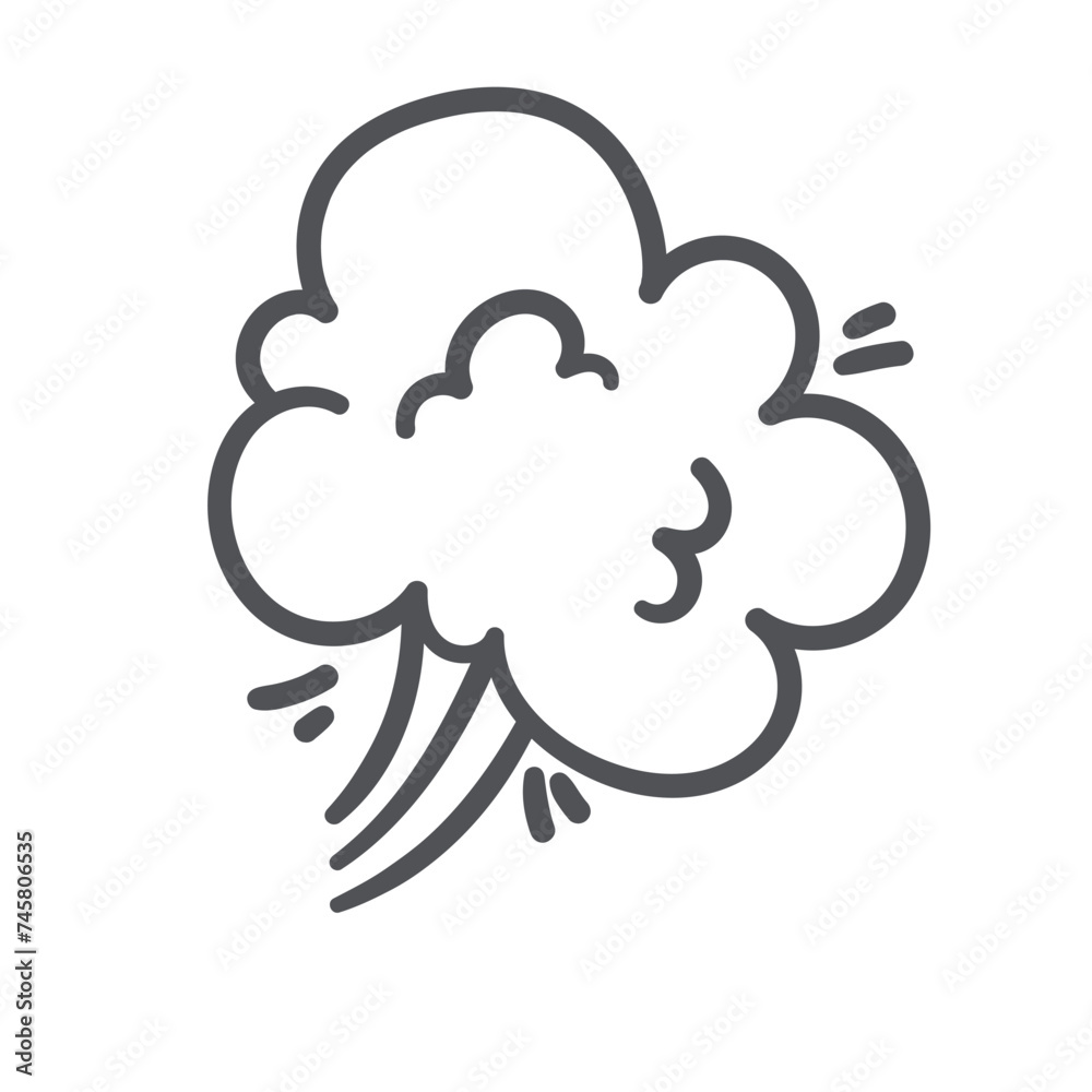 Smoke and dust puff cloud of explosion icon. Silhouette of steam, gas ...