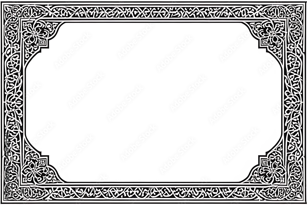 Arabic pattern frame in black and white colors. Vector illustration ...