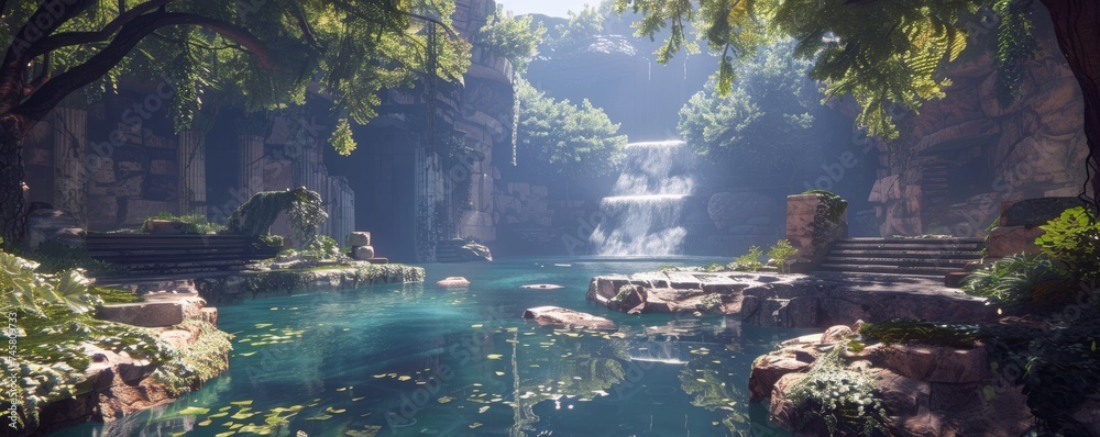 Ancient ruins amidst a futuristic landscape relics of the past ...