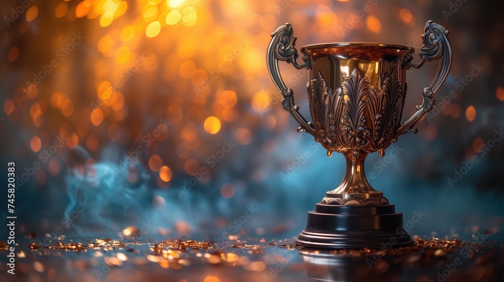 Trophy in Studio Setting: A winner trophy is photographed in a ...