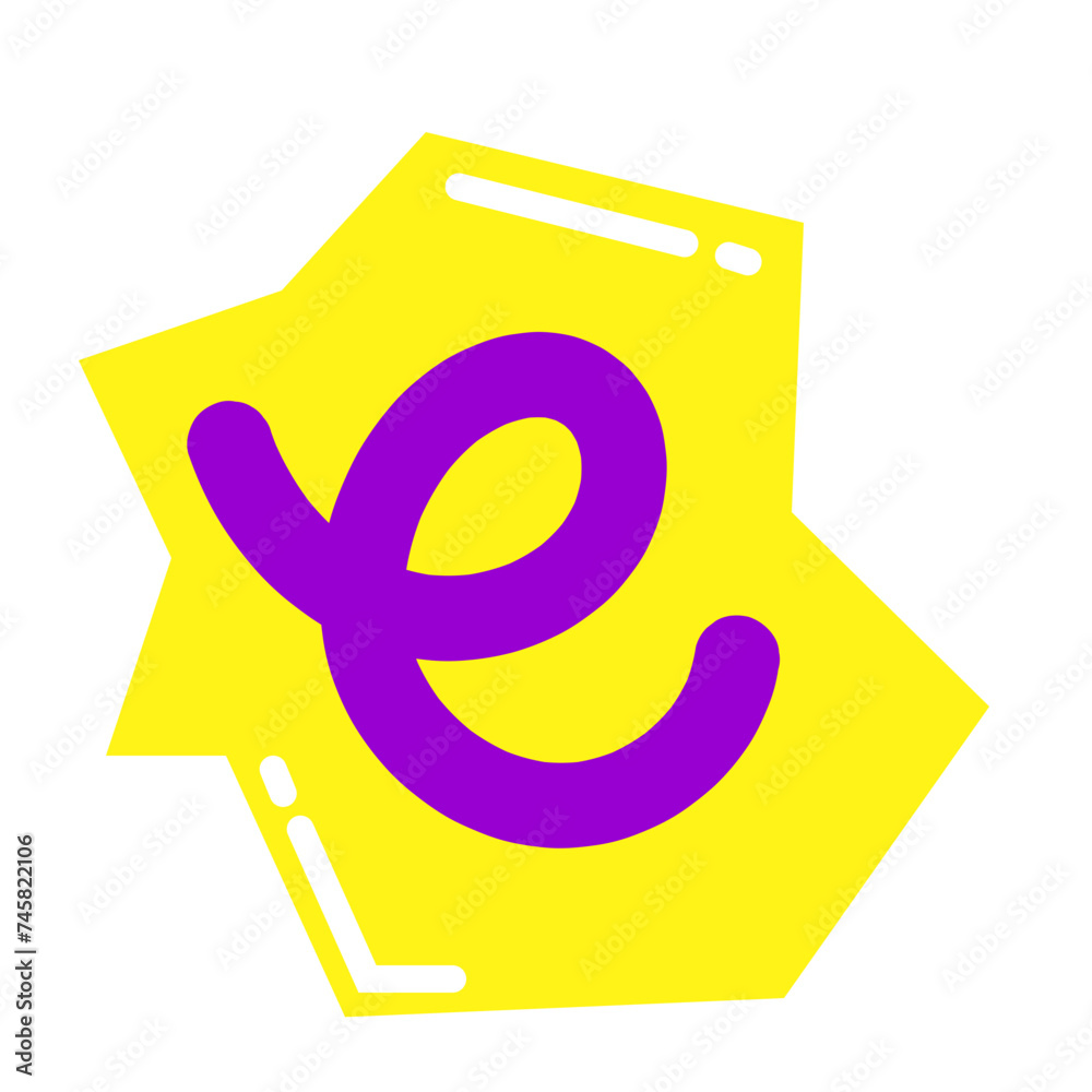 Lowercase Letter e Magazine Cutout Style, Font Cut-out Design Stock ...