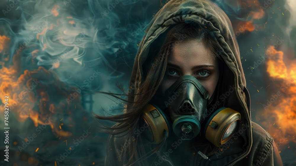 Mysterious hooded figure in a post-apocalyptic scene - An enigmatic ...