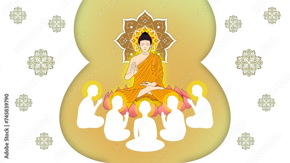 Lord of Buddha sermon to five ascetics and was enlighten become first ...