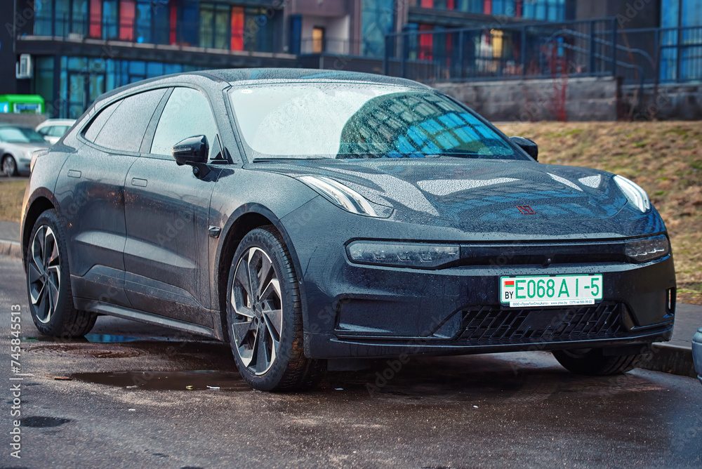 Minsk, Belarus.Feb 23, 2024. Zeekr 001 parked on roadside in ...