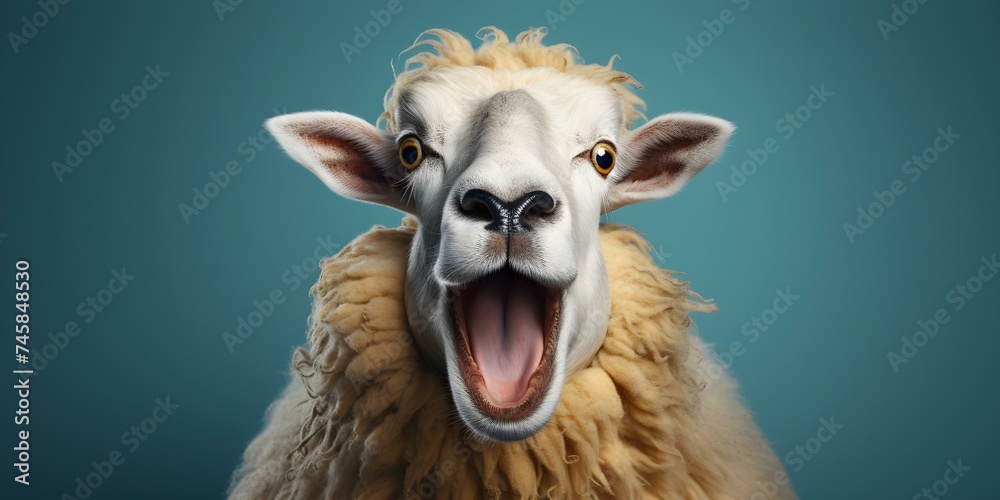Amusing image of sheep sticking out tongue with quirky expression ...