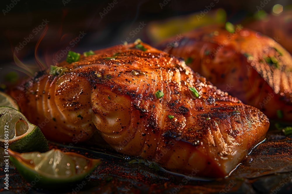 Cajun Blackened Salmon: Succulent salmon fillets coated in a fiery ...