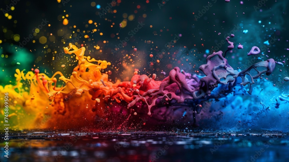 Abstract liquid paint splash in vivid colors - An ultra high-definition ...
