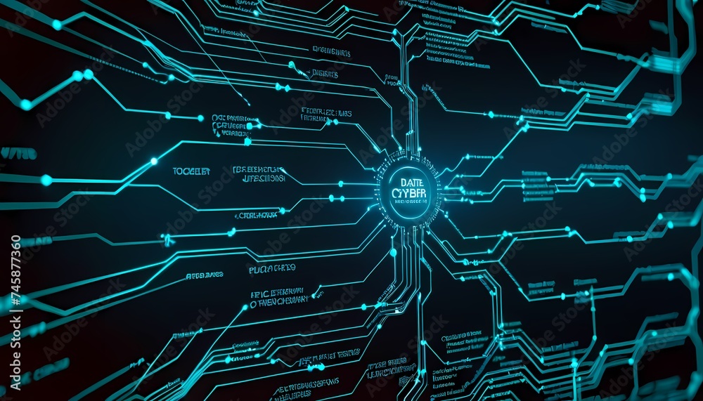 Generative AI. glowing futuristic circuit board with binary code and ...