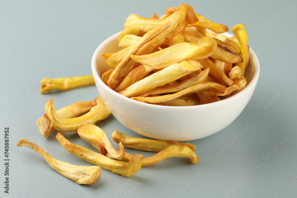 Jackfruit chips or Chakka Varuthathu Kerala fried snacks food. Kerala ...