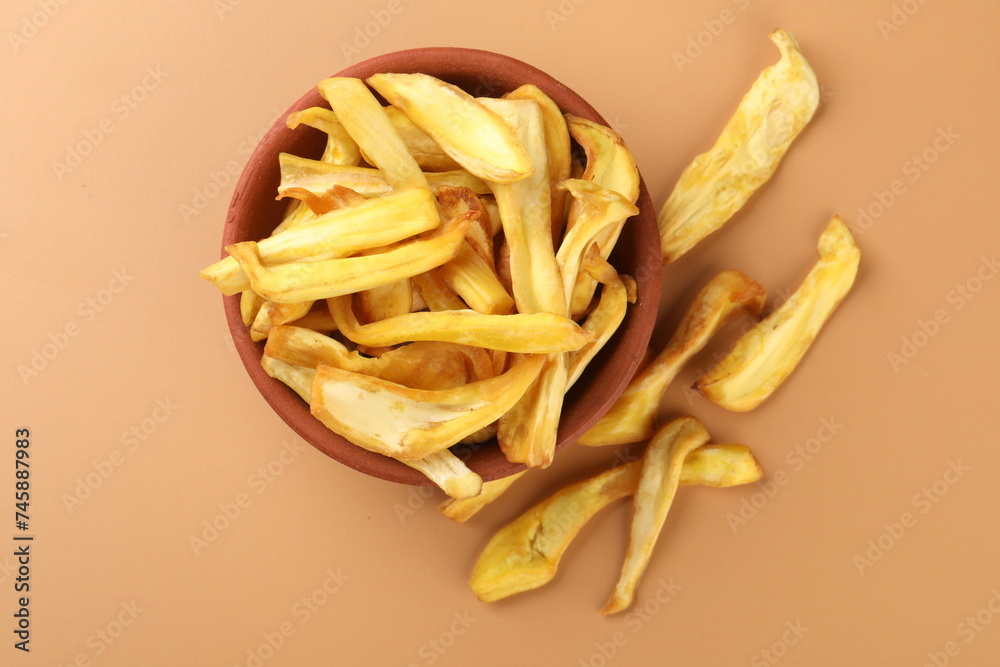 Jackfruit chips or Chakka Varuthathu Kerala fried snacks food. Kerala ...