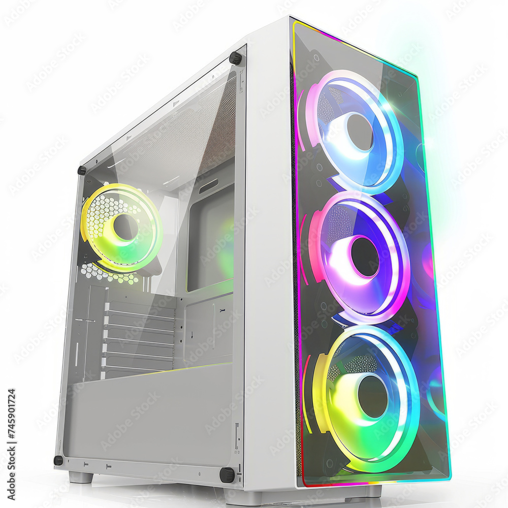 Luminous Core: High-Performance Gaming PC Tower, white case with ...