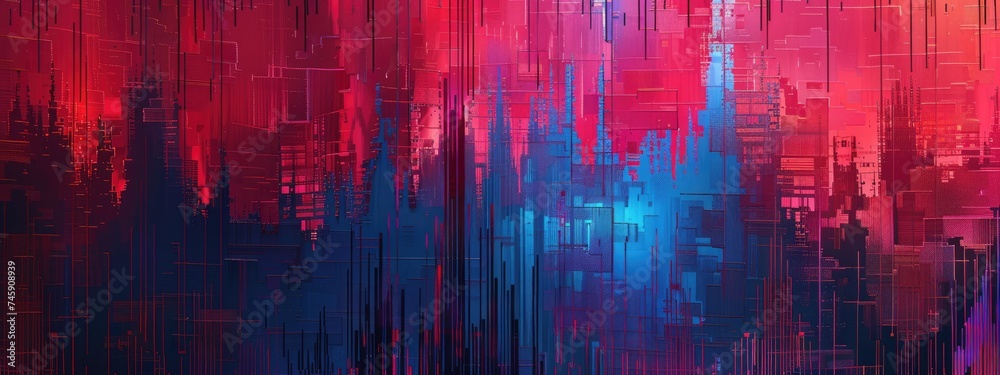 Pixel art, glitch effect , background texture, red blue. abstract ...
