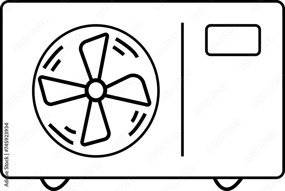 Heat pump icon set. AC outdoor unit symbol. Heating and cooling ...