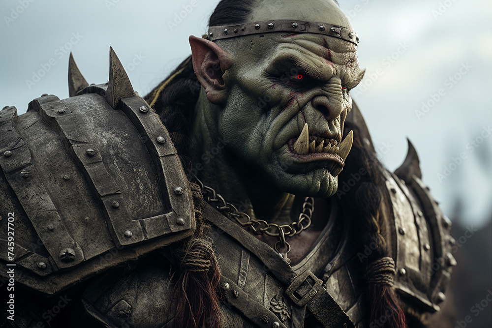 AI generated image of an ugly scary horrible orc ogre with medieval ...