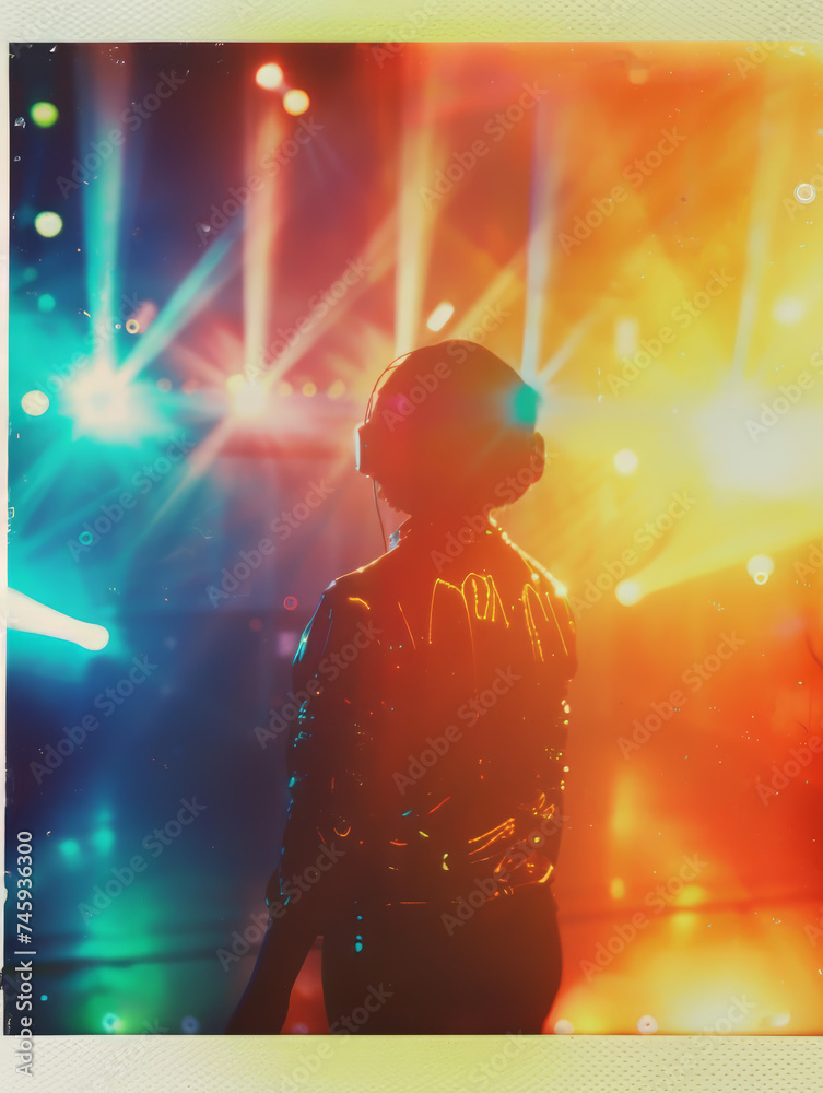 bright dancefloor, 70s disco, Daft Punk, organic pose, polaroid picture ...