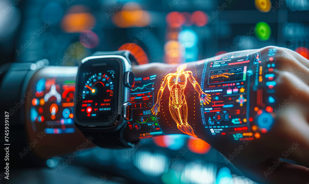 Modern wearable technology displaying a comprehensive health monitoring ...