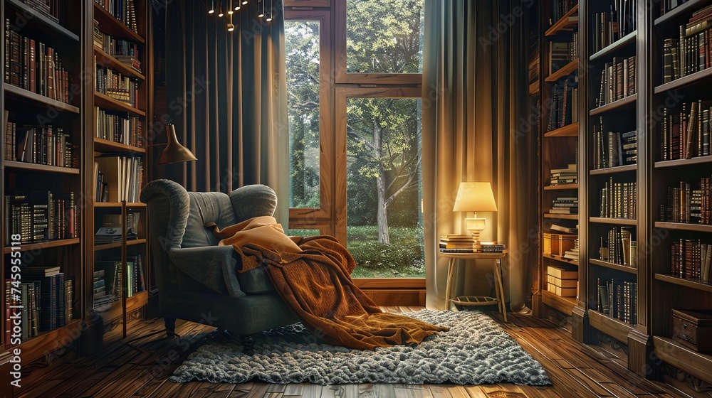Cozy Reading Nook with a View of Nature An inviting reading nook with a ...
