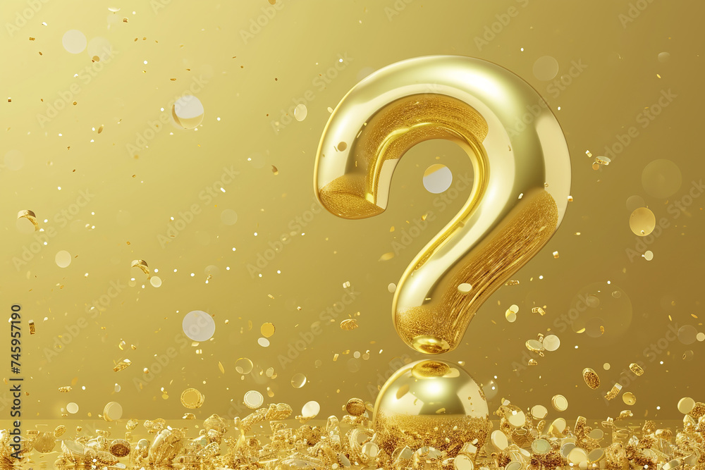 Gold foil symbols question mark on gold background. Question mark. Gold ...
