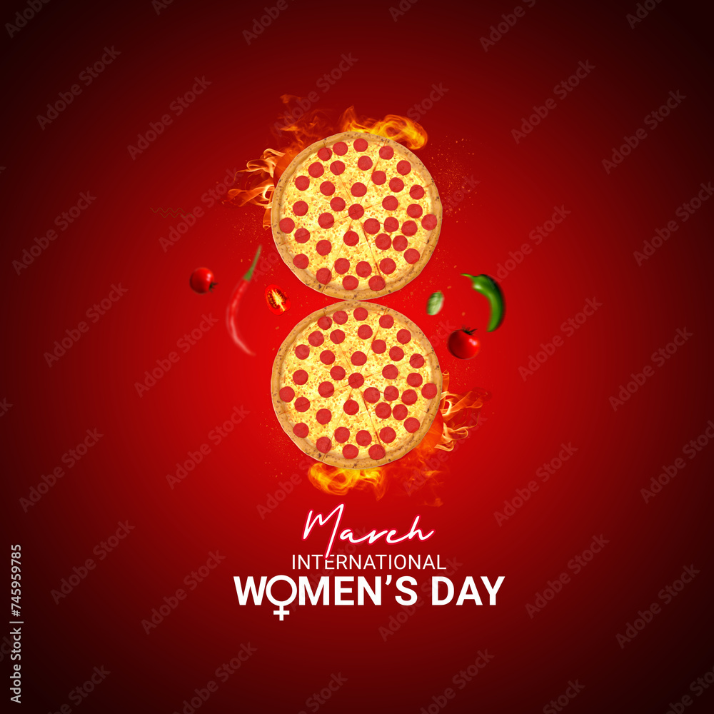 Happy women's day concept with pizza, women's day by pizza 8 march ...