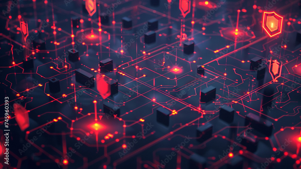 A sleek vector design of a secure network, with interconnected nodes ...