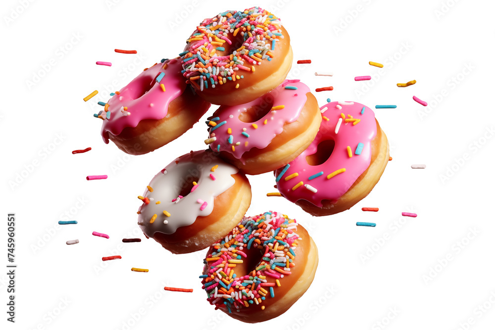 Delecious Floating donuts PNG with sprinkling falling in motion ...